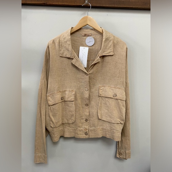 I Love Linen | Jackets & Coats | Made In Italy Lightweight Linen Cargo ...